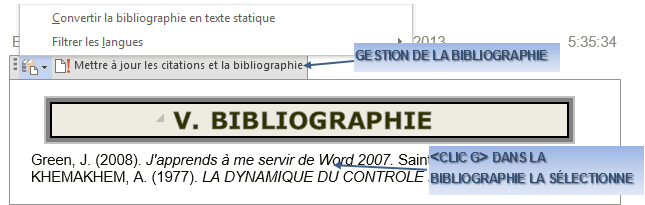 Word 2013, Ecrire un livre, un rapport, une thèse: E. La bibliographie ...